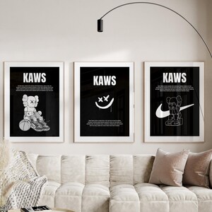 Kaws Poster, Kaws Print, Kaws Wall Art, Kaws Poster Set of 3, Kaws Art ...