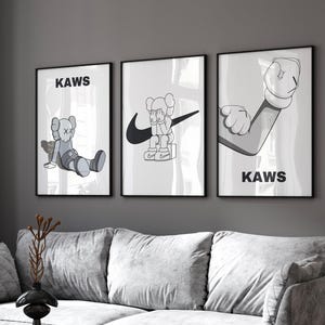 Kaws Poster, Kaws Print, Kaws Wall Art, Kaws Poster Set of 3, Kaws Art ...