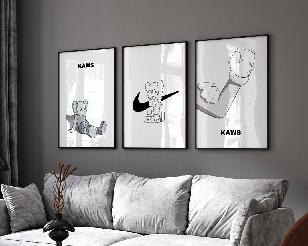 KAWS Poster Set of 3 Printables Minimalist Hypebeast Kaws - Etsy