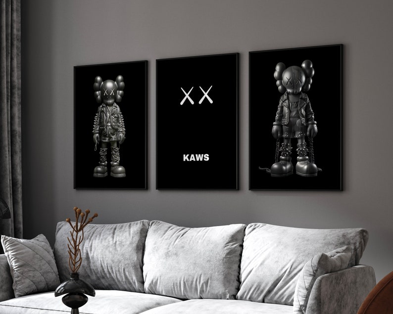 Printable Kaws Poster Set: Black Rock Heavy Metal Hypebeast Figure Wall ...