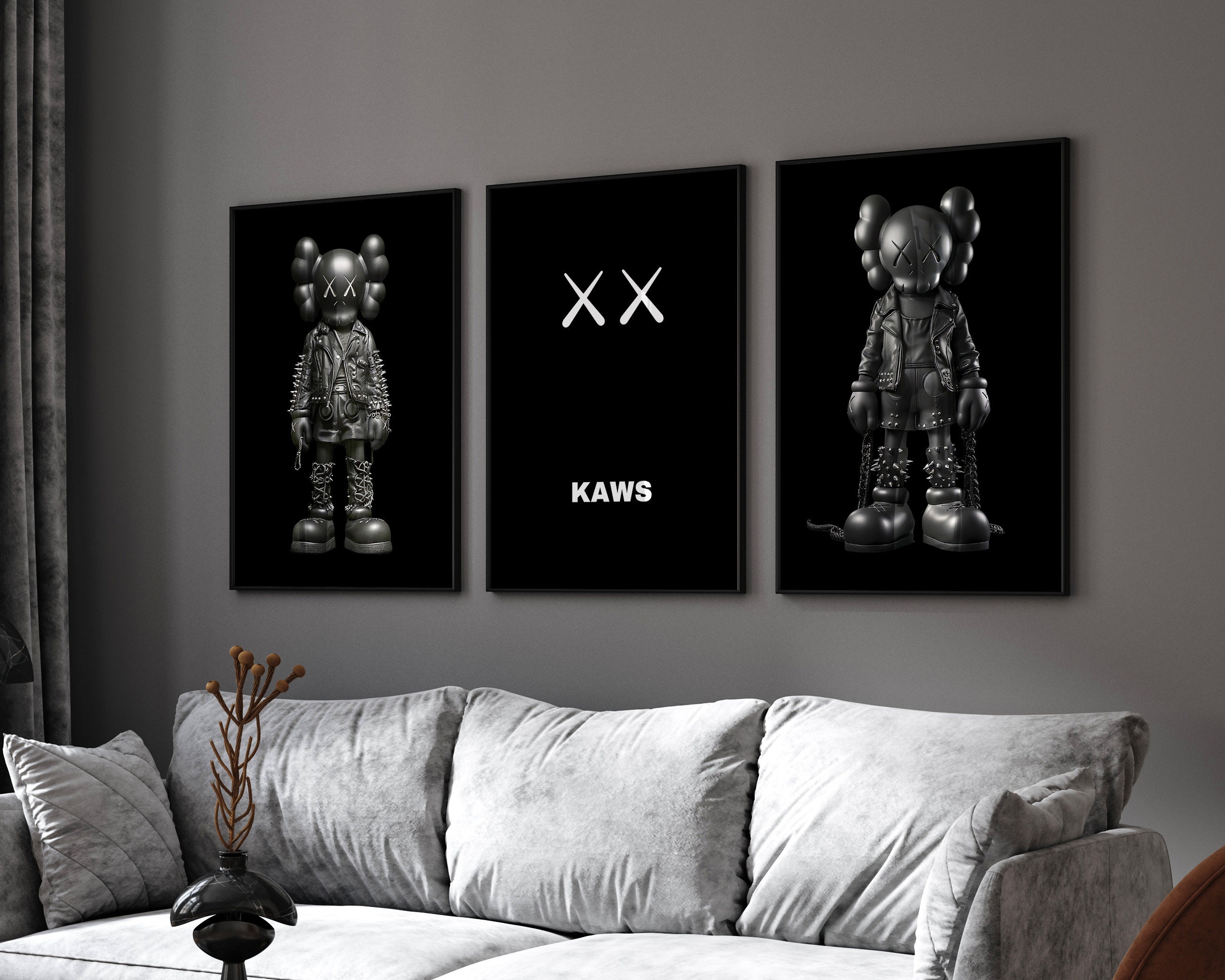 Printable Kaws Poster Set: Black Rock Heavy Metal Hypebeast Figure Wall ...
