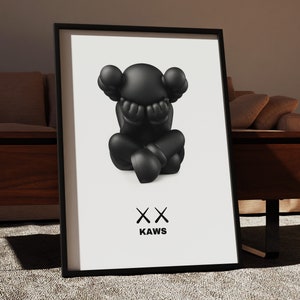 Printable Kaws Poster Set: Black Hypebeast Figure Wall Art (digital ...