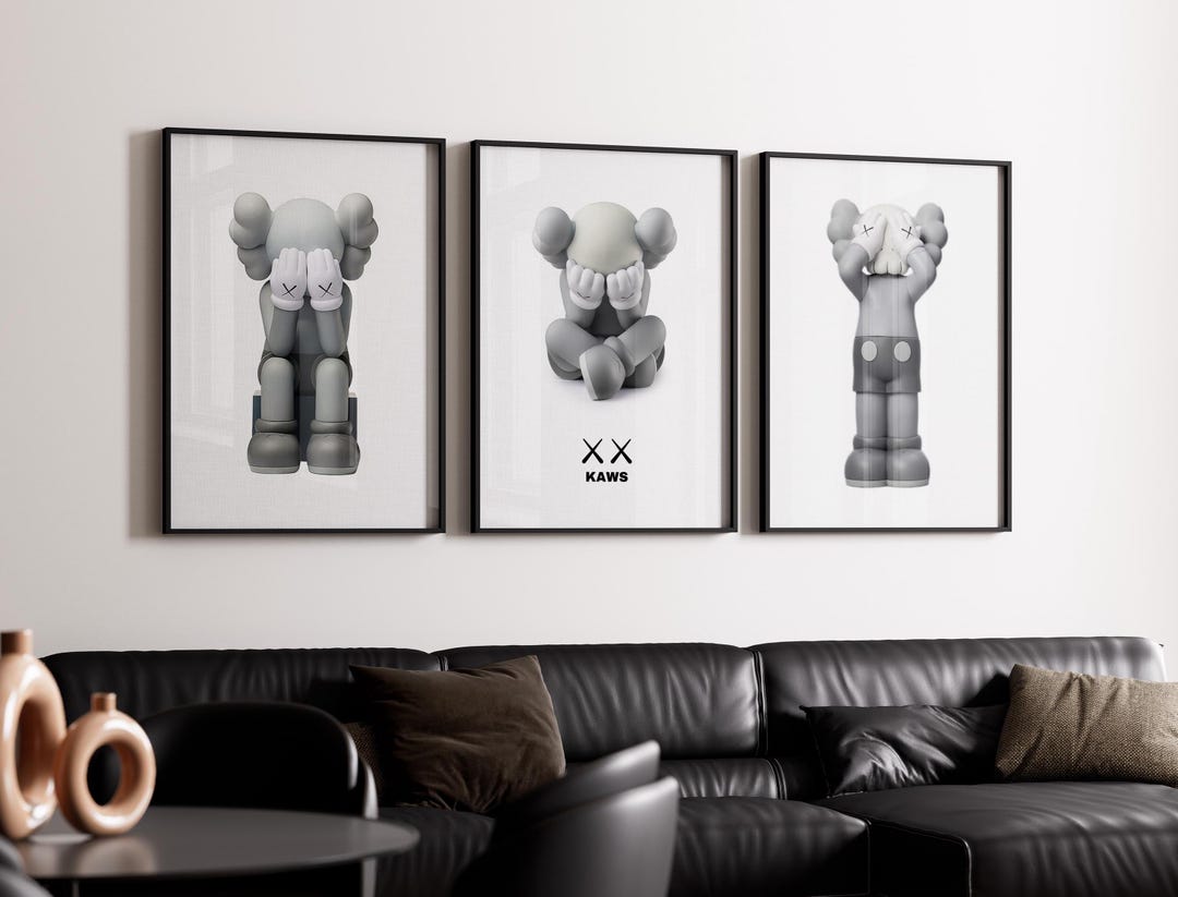 Kaws Poster, Kaws Print, Kaws Wall Art, Kaws Poster Set of 3, Kaws Art ...
