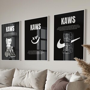 Kaws Poster, Kaws Print, Kaws Wall Art, Kaws Poster Set of 3, Kaws Art ...