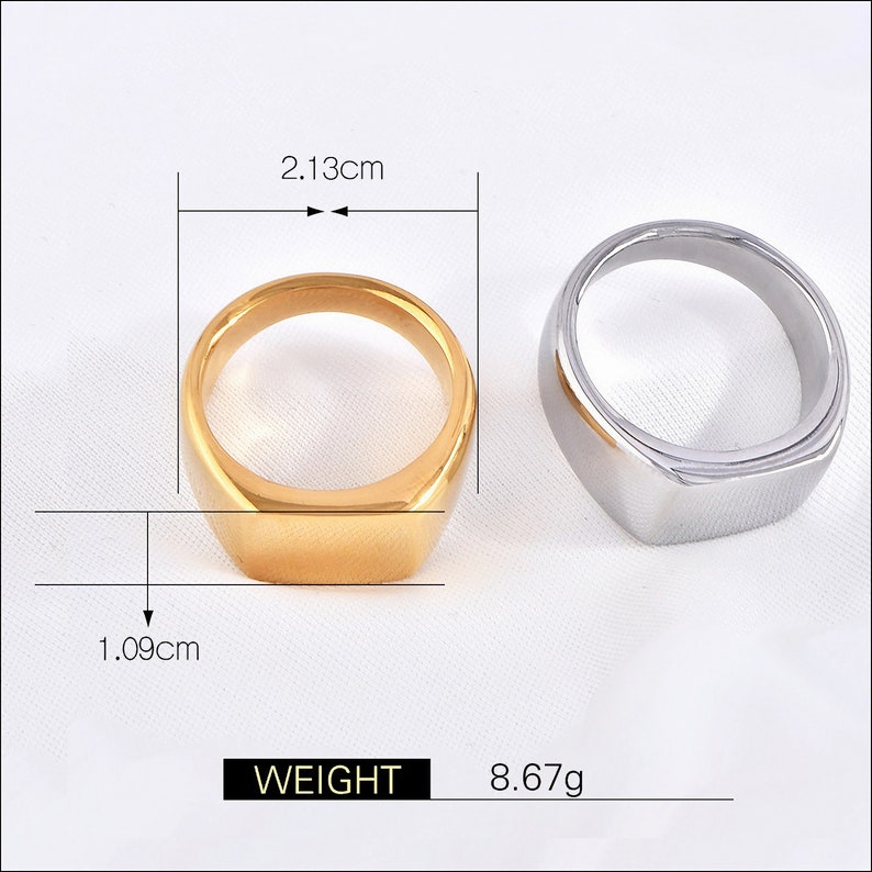 Chic Geometric Titanium Signet Ring Minimalist Design, Unisex Appeal - Etsy