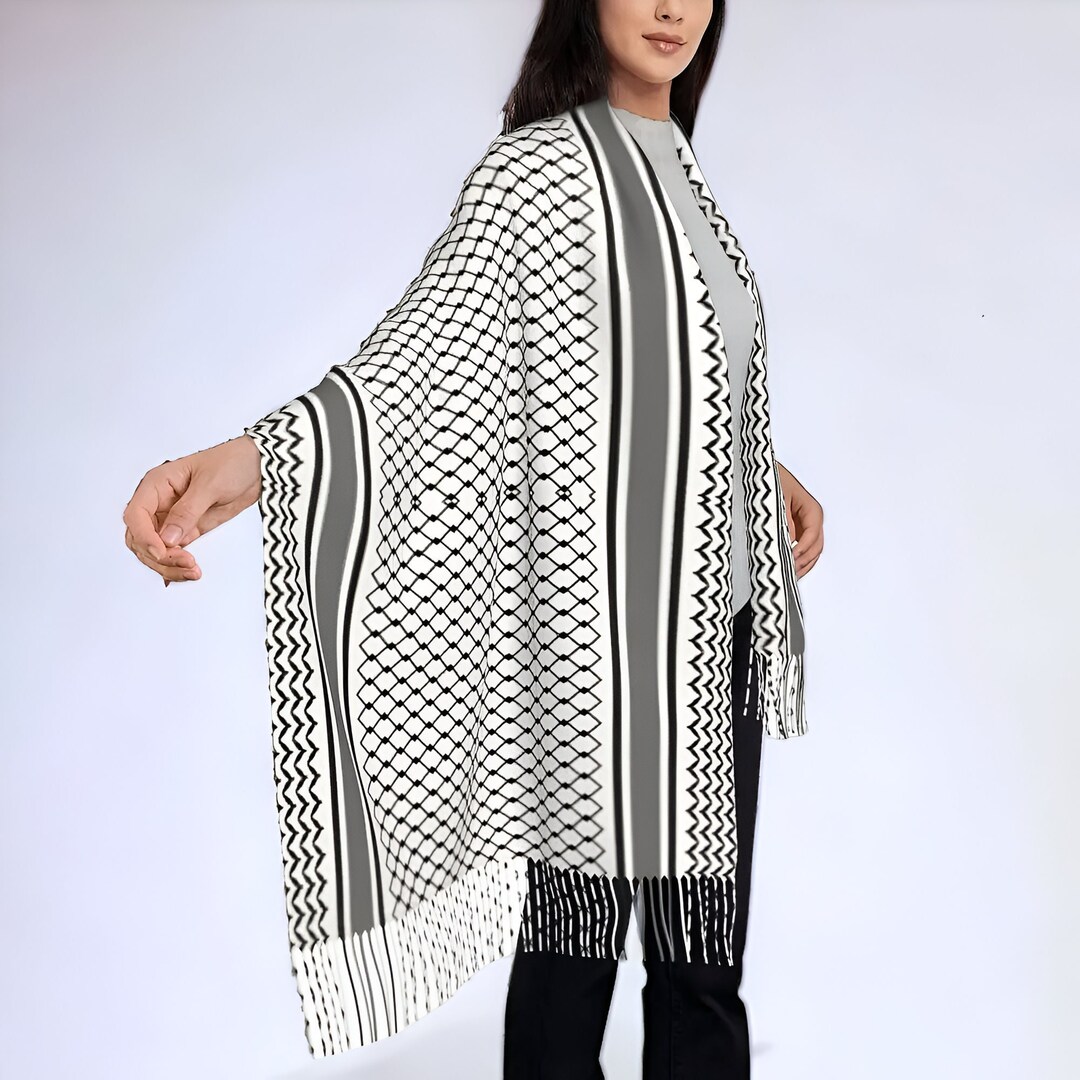 Palestine Long Keffiyeh With Tassel Palestine Keffiyeh Long - Etsy