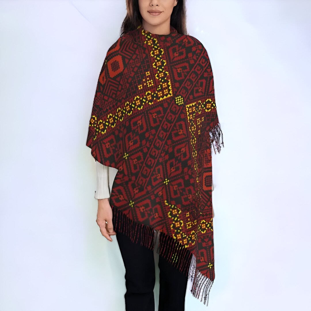 Arabic Traditional Long Shawl With Tassel Palestine Keffiyeh - Etsy