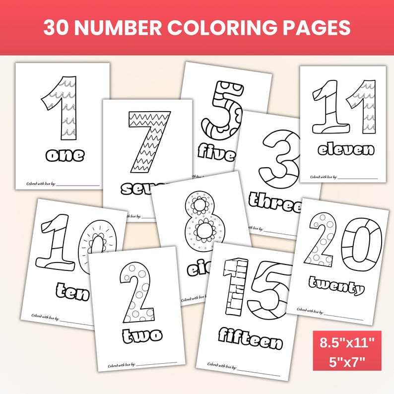 123 Baby Shower Coloring Book, Number Color Activity Game, Baby's First ...