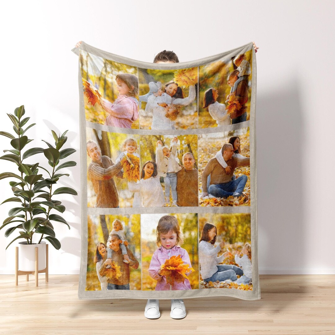 Custom Photo Blanket Collage,personalized Family Blanket With Text ...
