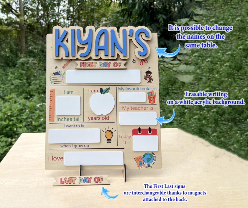 Personalized First Day of School Board - Back to School Photo Prop - Etsy