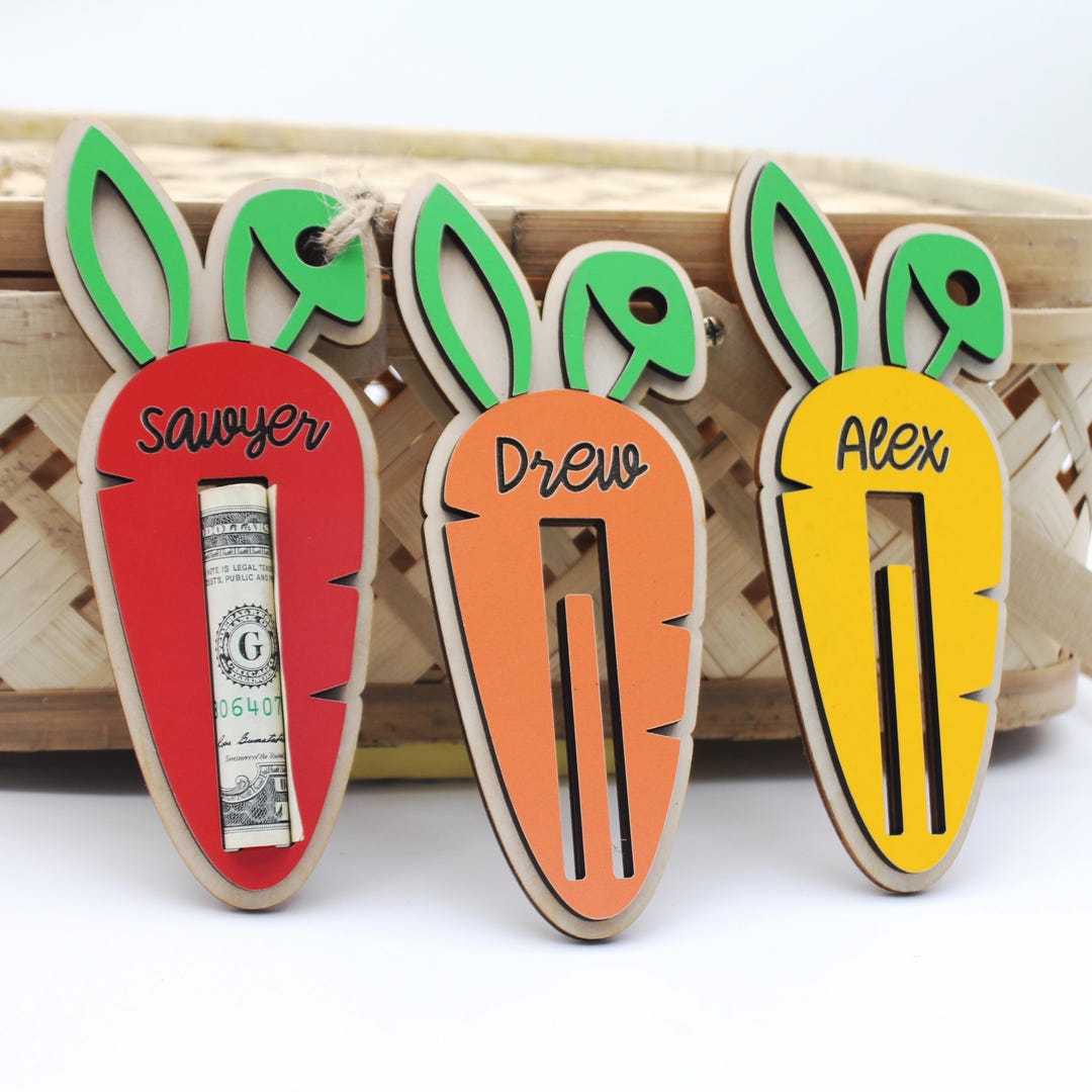 Personalized Carrot Wallet| Bunny Ears Card| Easter Carrot Card| Custom ...