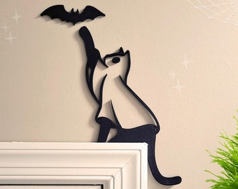 Black Cat Door Topper Halloween Decor 10 X 10 - Etsy
