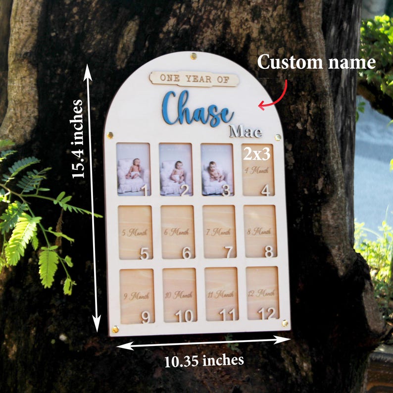 My First Year Photo Board – Personalized 12 Month Frame, Baby Milestone ...