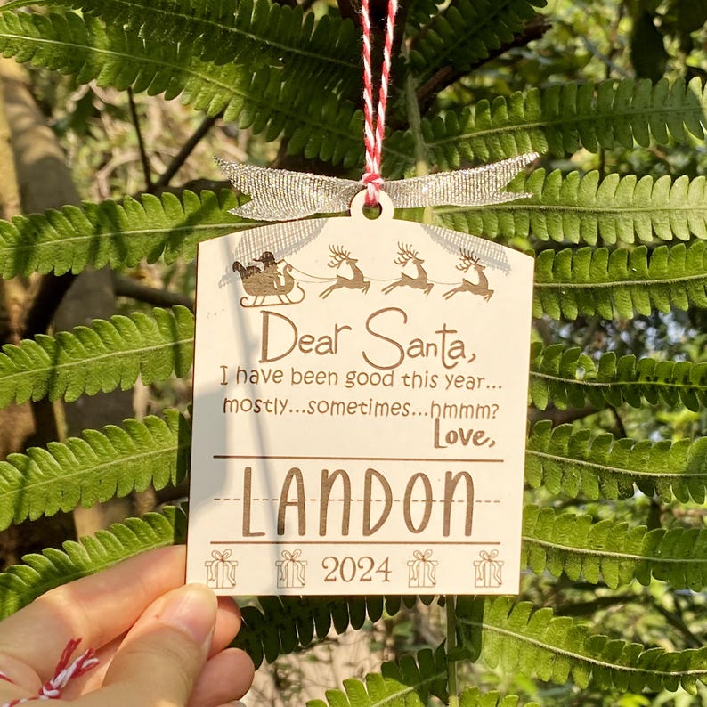 Custom 'dear Santa' Wooden Christmas Ornament | Child's Handwriting ...