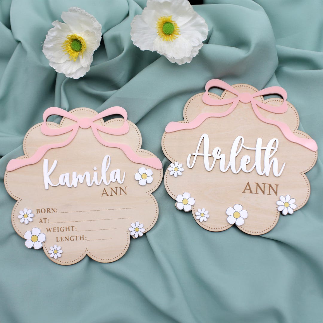 Personalized Baby Name Sign, Daisy Flower, Newborn Gift - Etsy