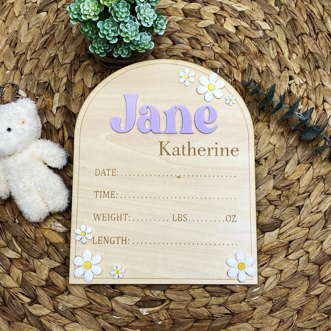 Birth Flower Birth Announcement Sign, Birth Announcement Sign for ...