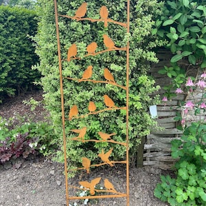 Rusty Garden/outdoor Bird Trellis Plant Support Measuring 139cm High ...