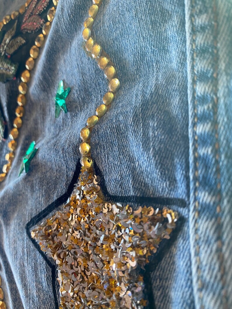 Artist Painted Denim Jacket - Moon and Stars! - Etsy