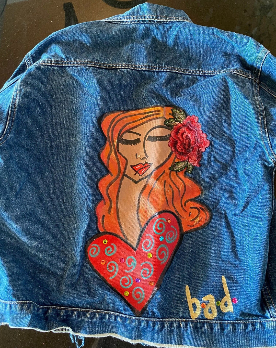Artist Painted Denim Jacket-women Empowered - Etsy
