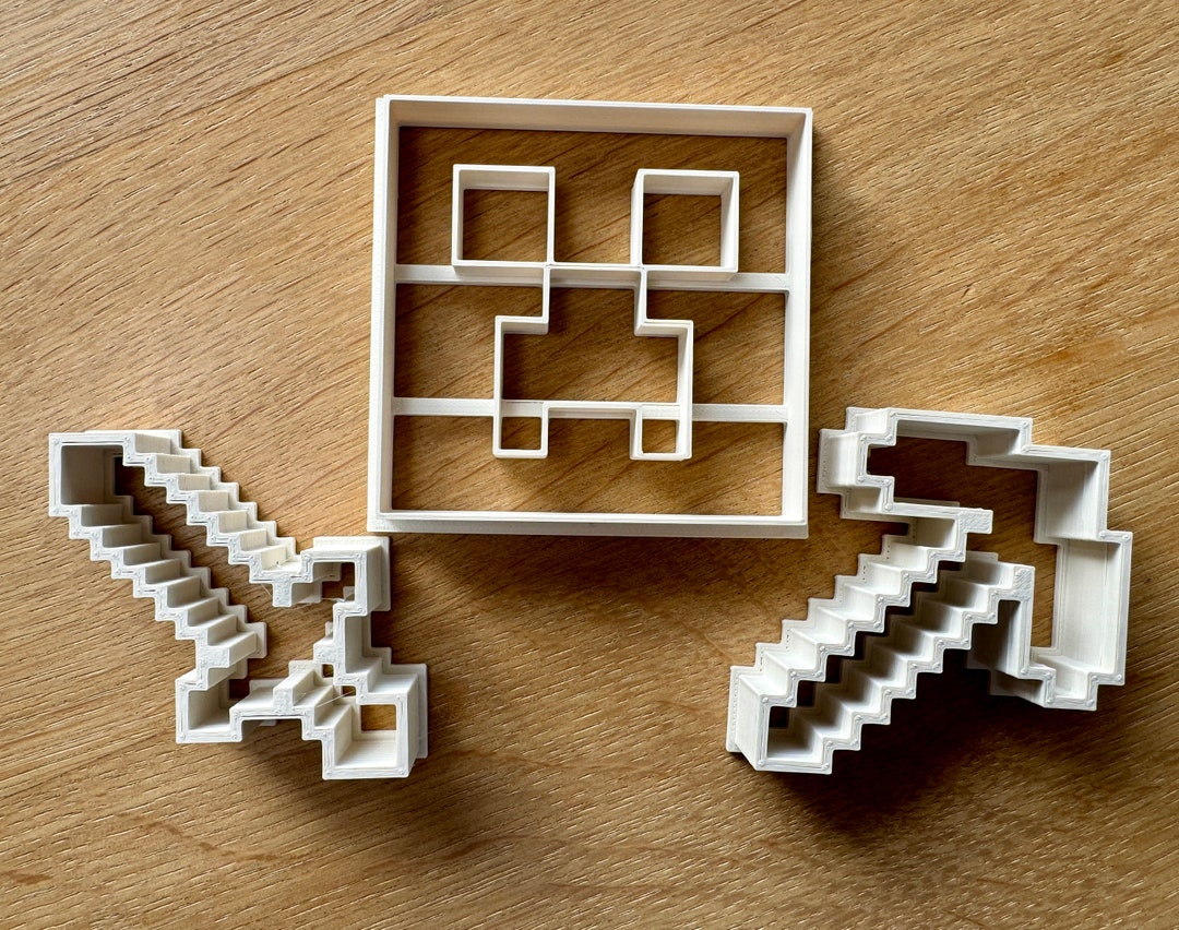 Minecraft Cookie Cutter Set Pick, Sword, Creeper Customizable Colors ...