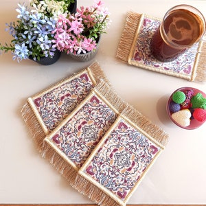 Coasters, Beautiful Turkish Rug Coasters, Persian Carpet Coasters, Mug ...