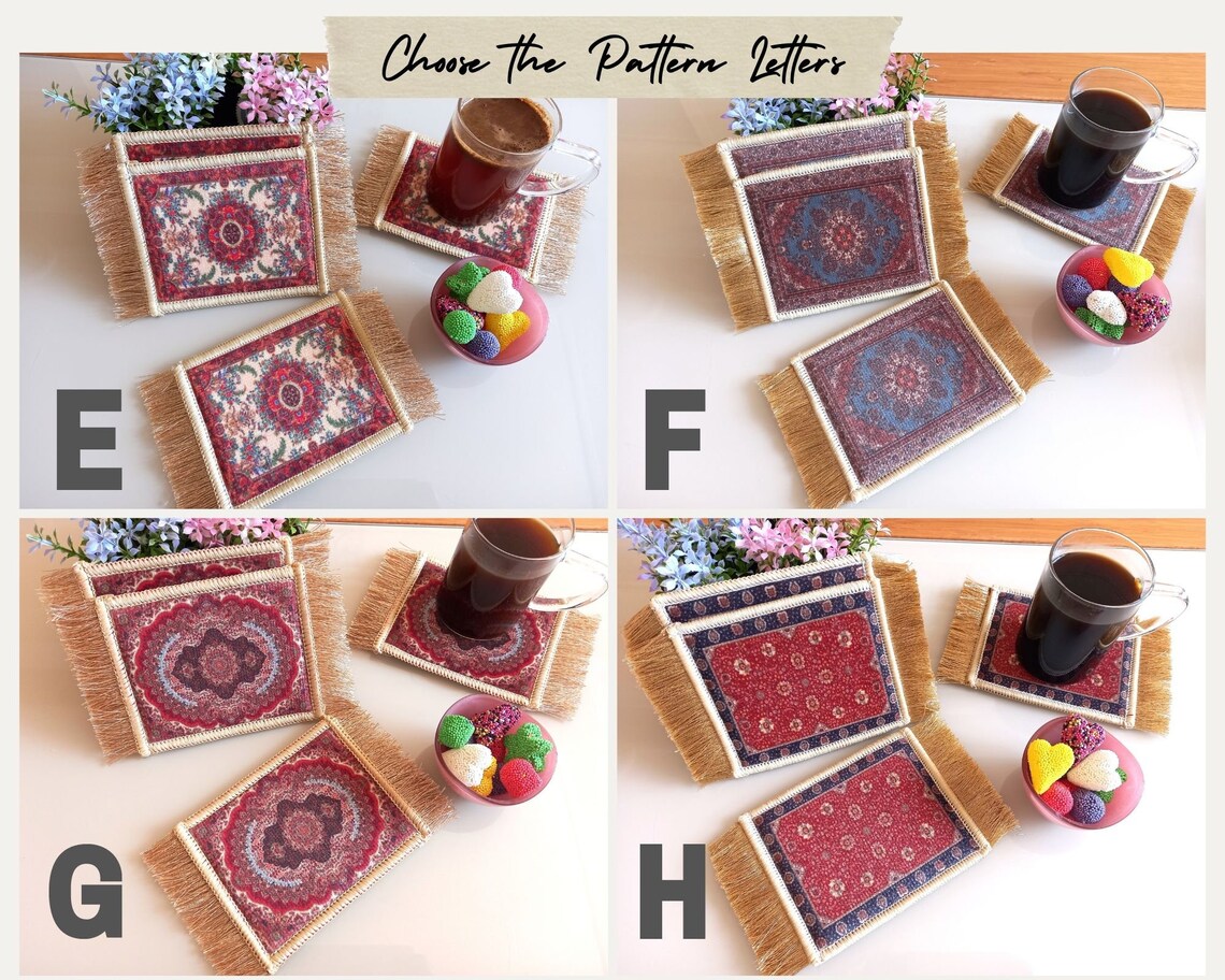 Coasters, Beautiful Turkish Rug Coasters, Persian Carpet Coasters, Mug ...