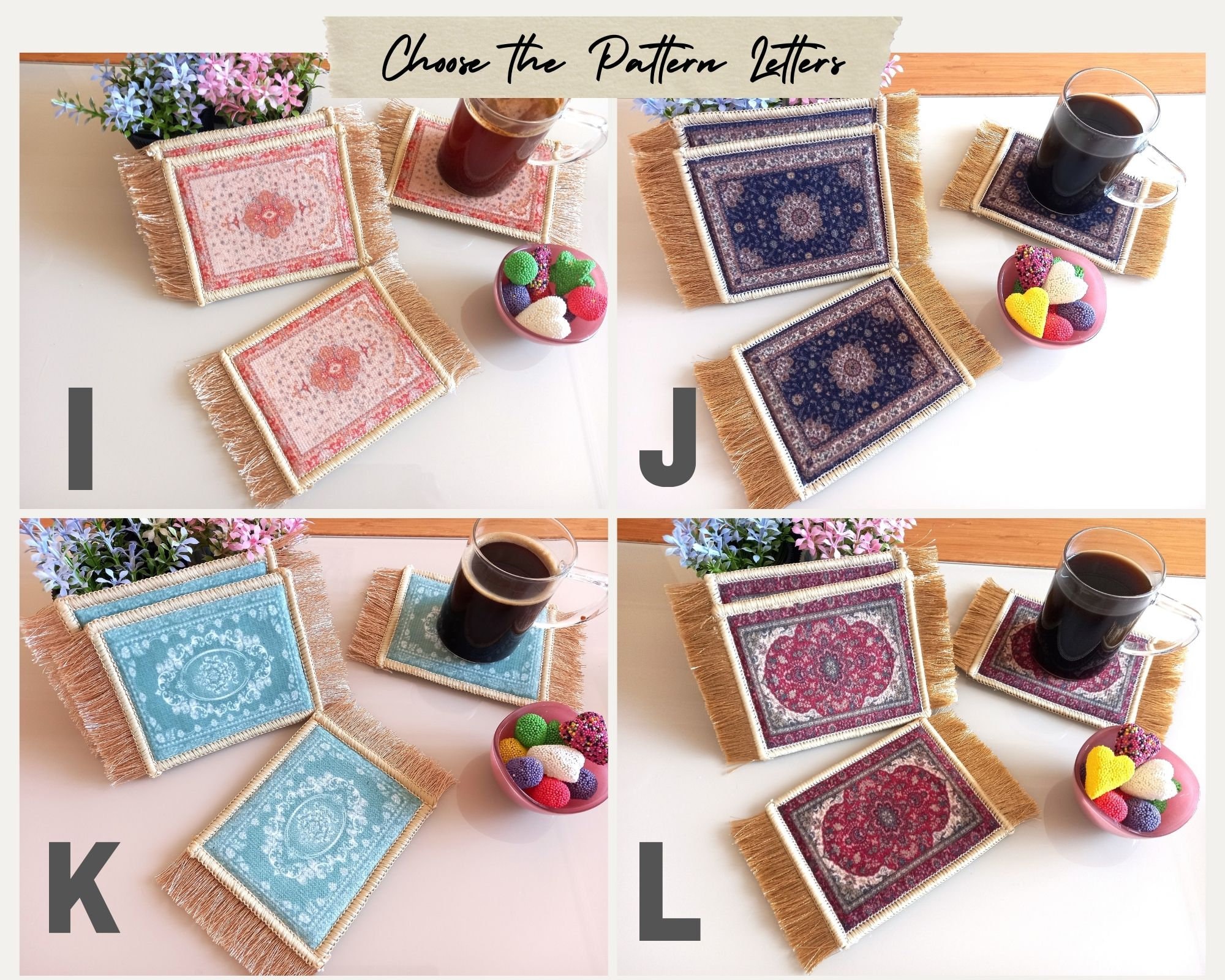 Coasters, Beautiful Turkish Rug Coasters, Persian Carpet Coasters, Mug ...