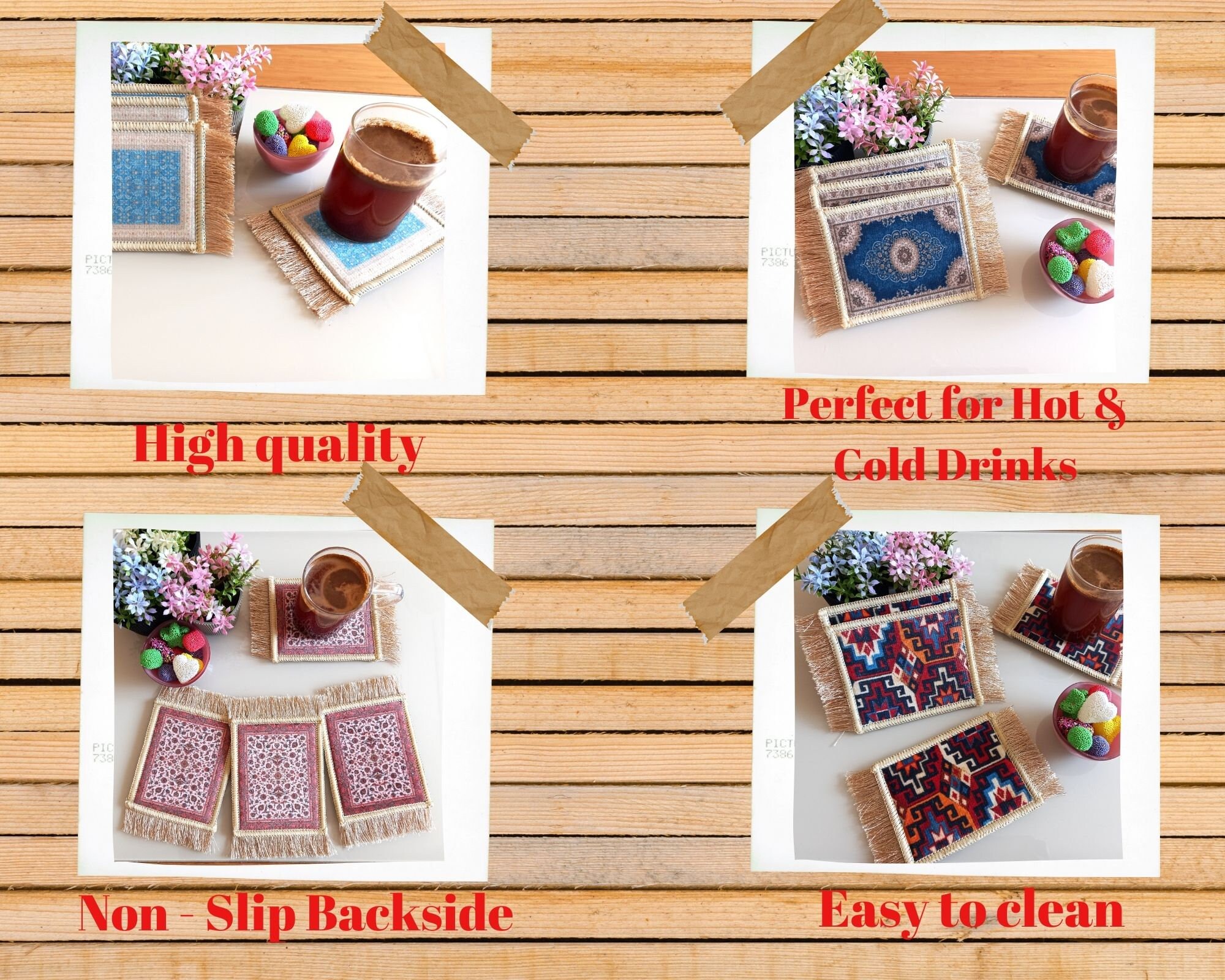 Coasters, Beautiful Turkish Rug Coasters, Persian Carpet Coasters, Mug ...
