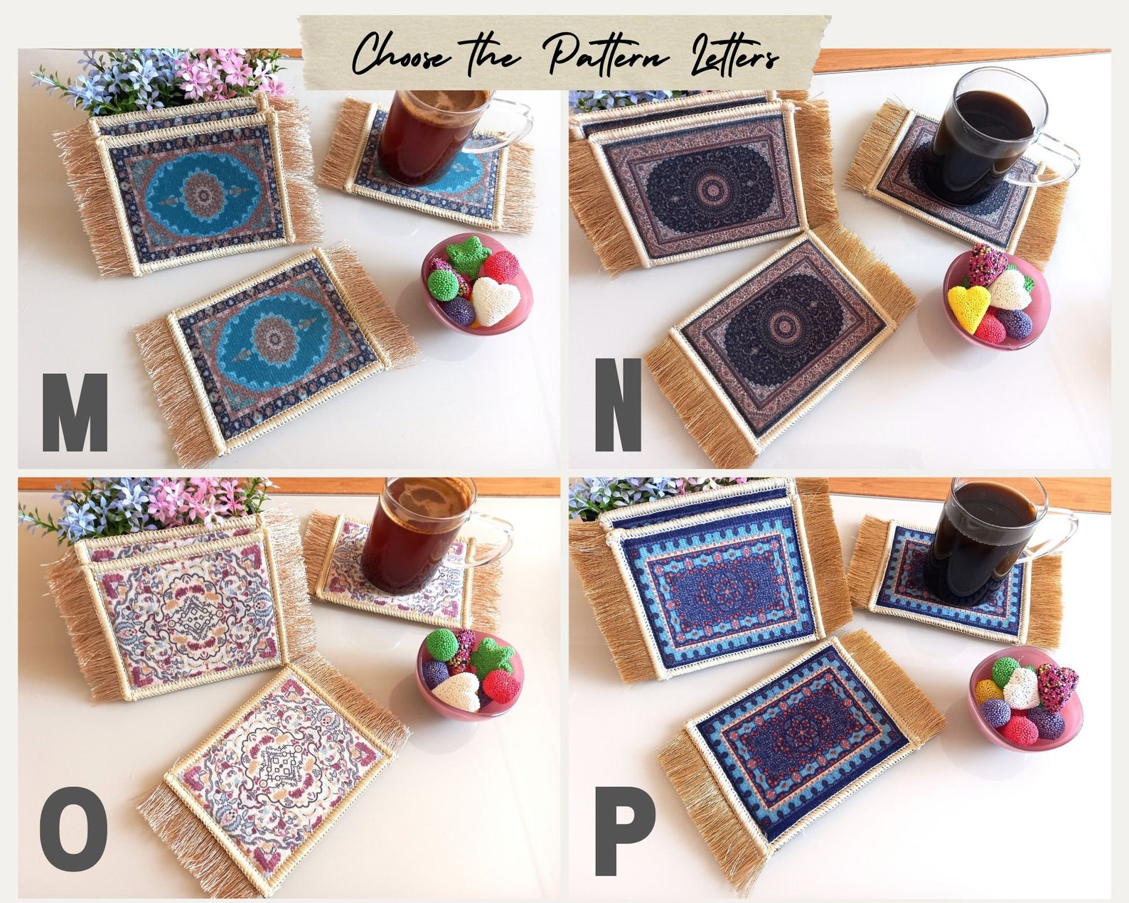 Coasters, Beautiful Turkish Rug Coasters, Persian Carpet Coasters, Mug ...