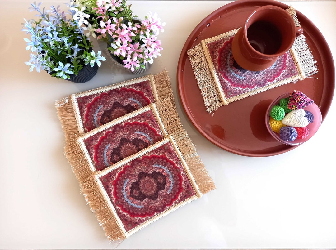 Coaster, Desk Coasters, Turkish Persian Rug Carpet Coasters, Home Decor ...