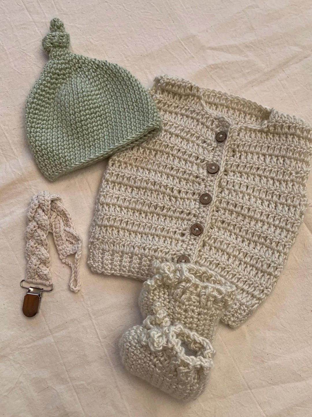Crochet Pattern for a Layette, Baby Set With Vest, Booties, Hat and ...
