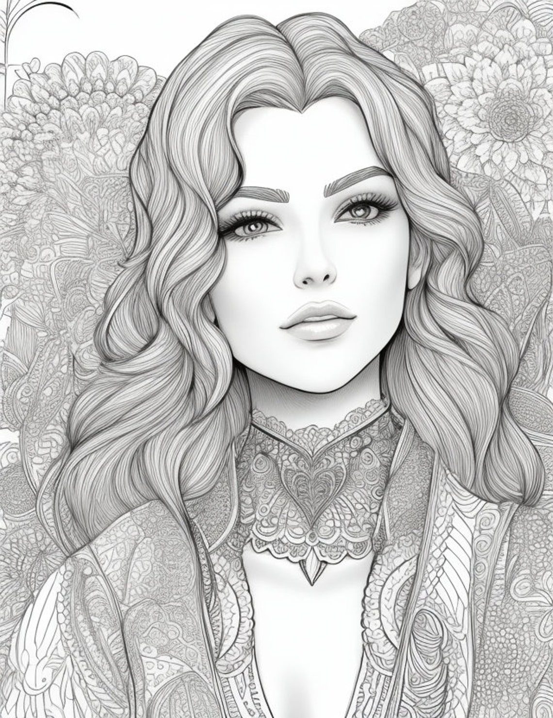 24 Beautiful Women Coloring Pages Midjourney Prompt Ai Art Etsy Canada