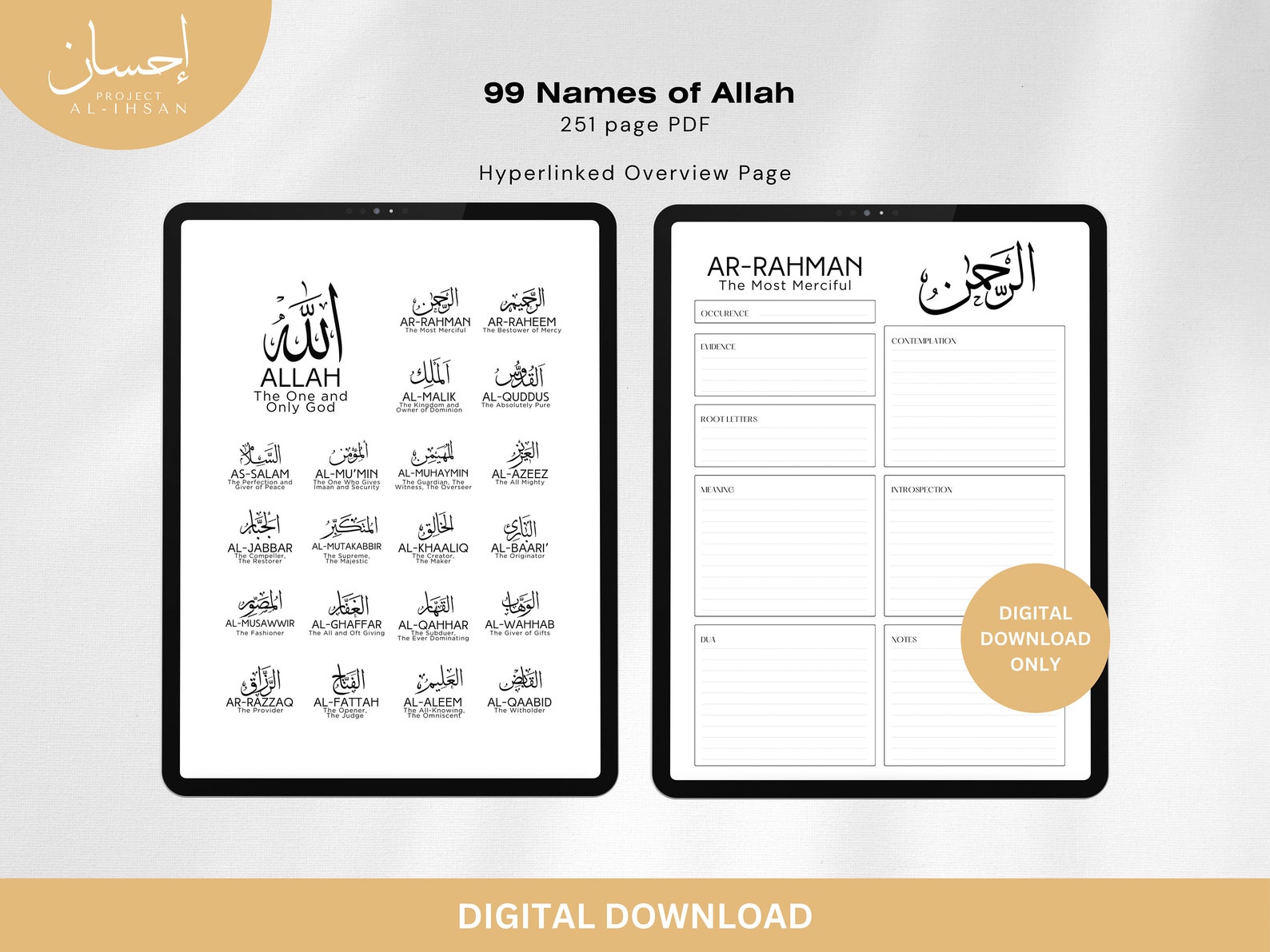 99 Names of Allah Journal Workbook: Islamic Study, Goodnotes ...