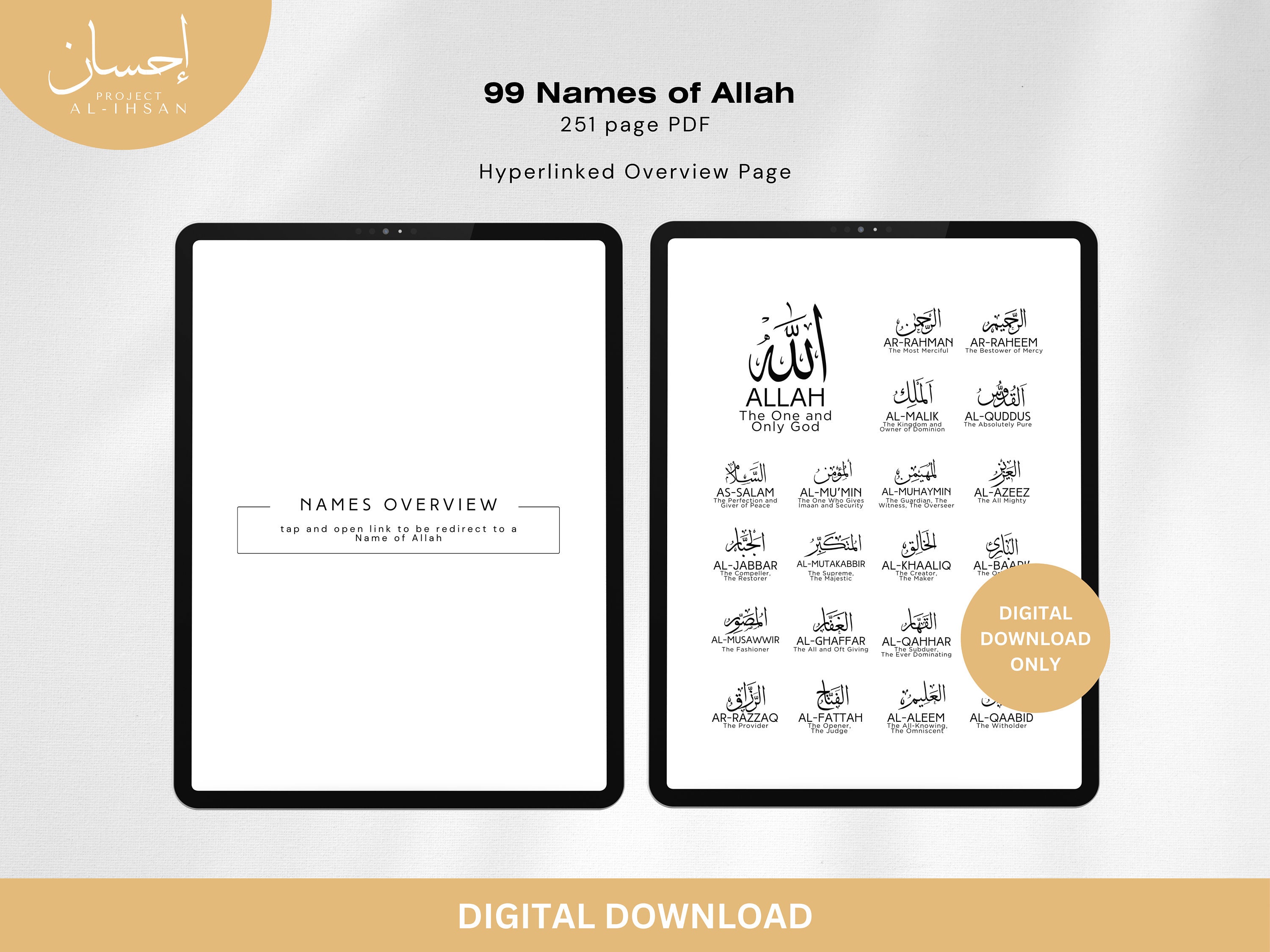 99 Names of Allah Asma Ul Husna Digital Journal Workbook Template Study ...