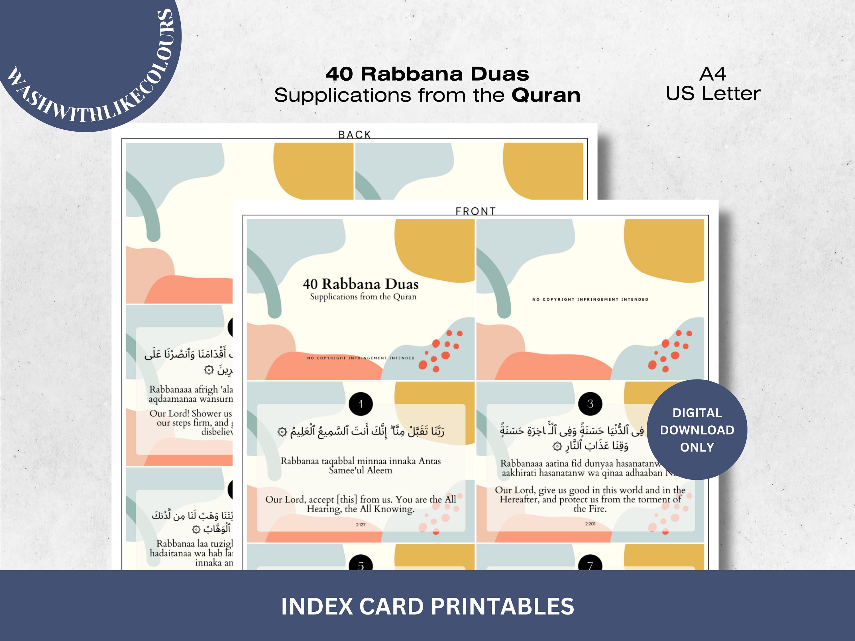 40 Rabbana Dua Supplications From the Quran Index Card Printables ...