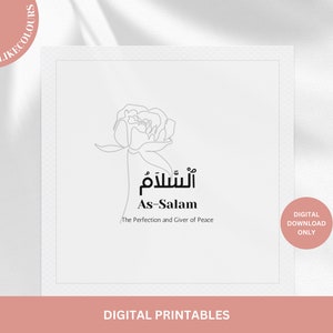 99 Names of Allah Asma Ul Husna Black and White Line Art Index Card ...
