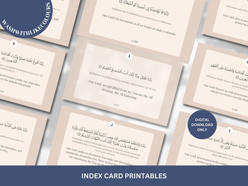 40 Rabbana Dua Supplications From the Quran Index Card - Etsy