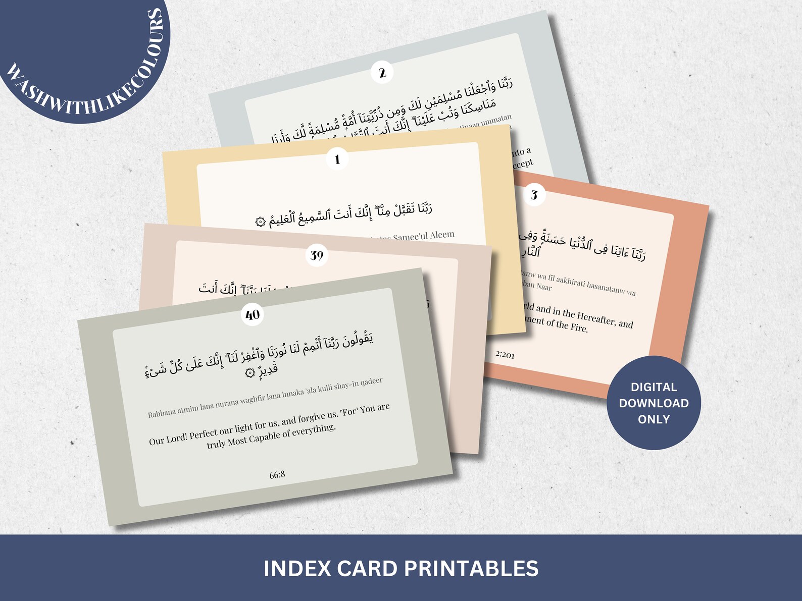 40 Rabbana Dua Supplications From the Quran Index Card - Etsy