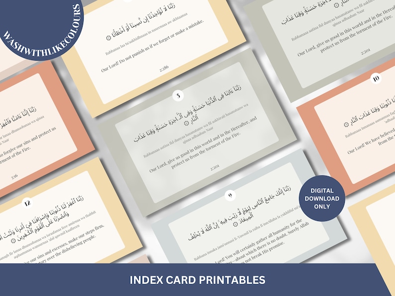 40 Rabbana Dua Supplications From the Quran Index Card - Etsy