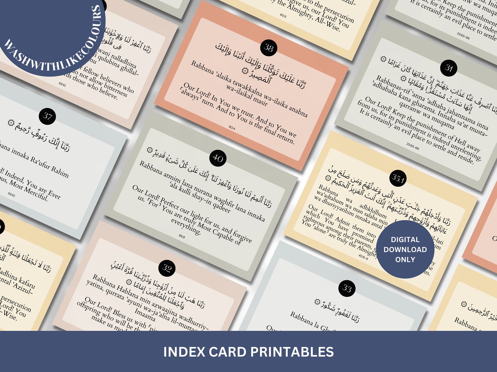 40 Rabbana Dua Supplications From the Quran Index Card Printables ...