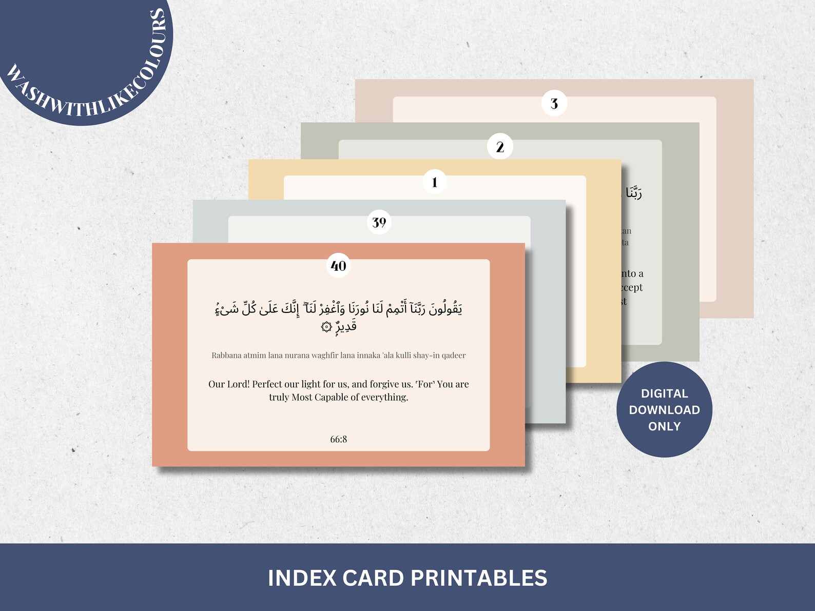 40 Rabbana Dua Supplications From the Quran Index Card - Etsy
