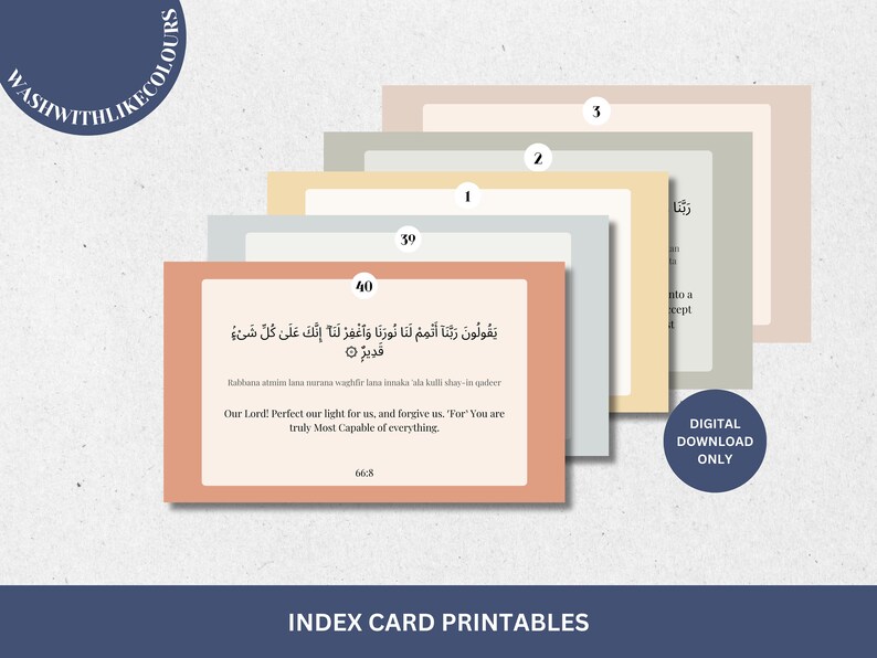 40 Rabbana Dua Supplications From the Quran Index Card - Etsy
