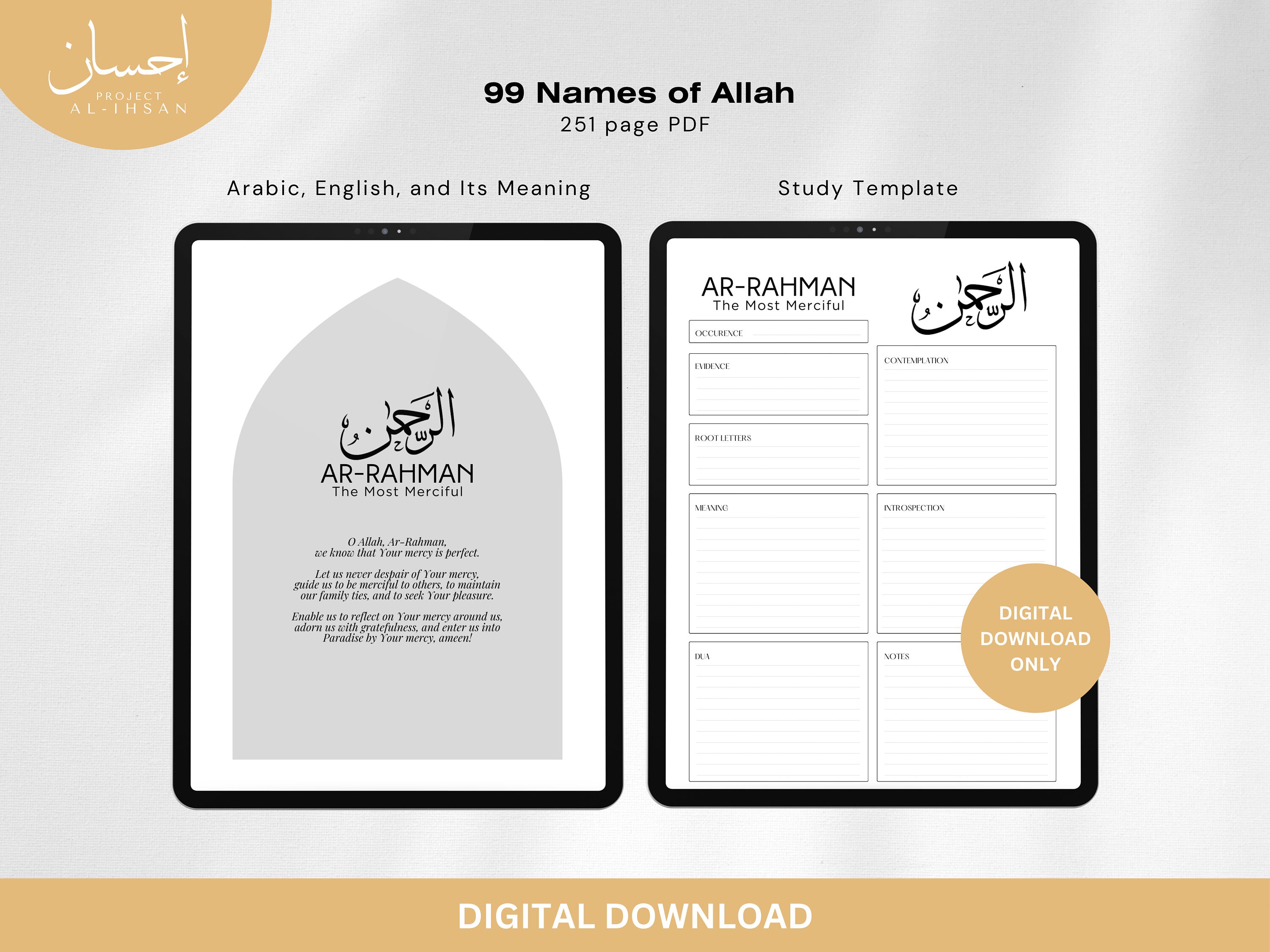 99 Names of Allah Asma Ul Husna Digital Journal Workbook Template Study ...