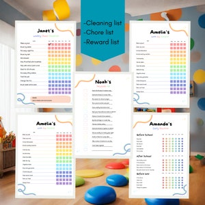 Colourful Kids Cleaning Chart, Chore Checklist, Kids Reward List ...
