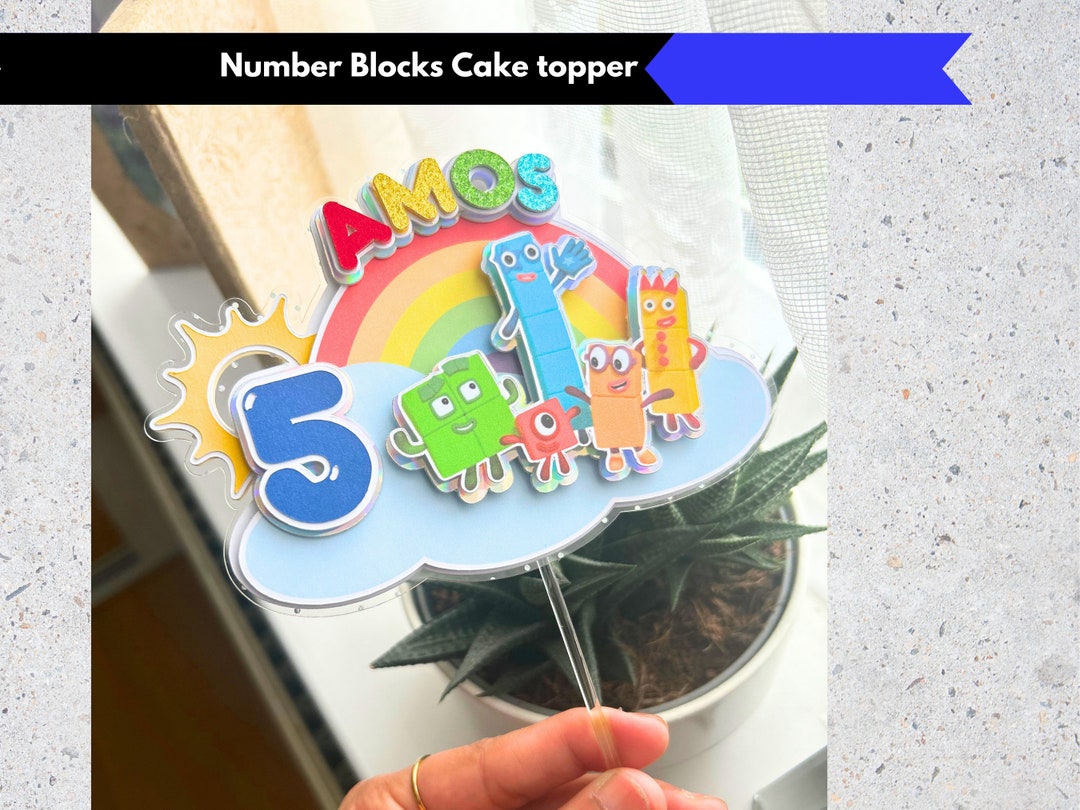 Number Blocks Cake Topper, Personalised Cake Charm, Any Name and Age ...