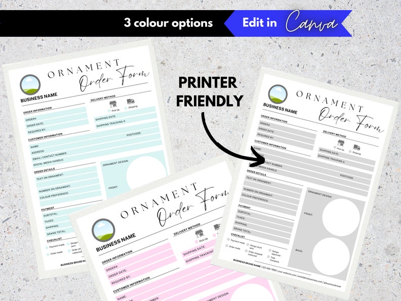 Digital Download Order Form for Personalised Christmas Ornaments ...