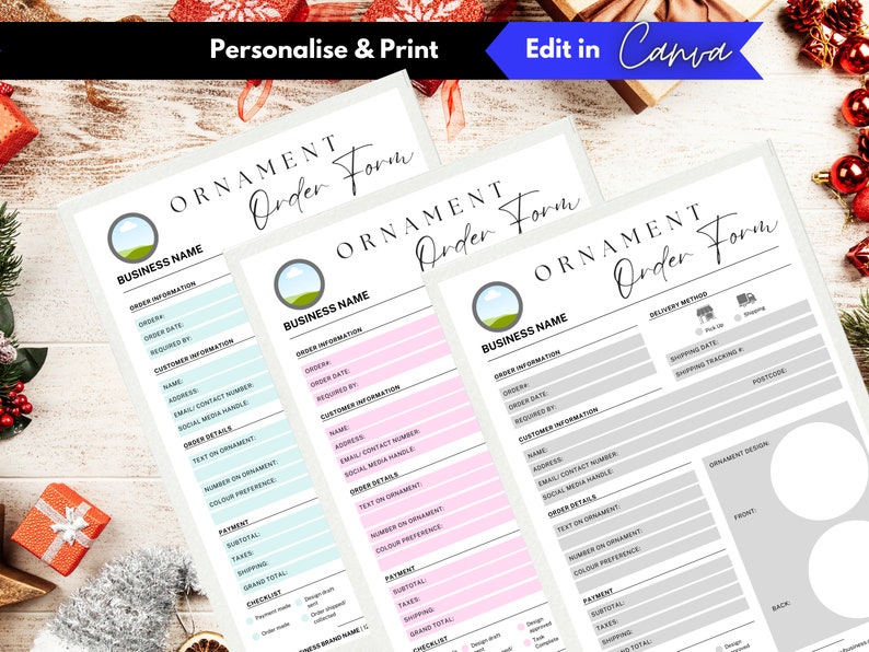 Digital Download Order Form for Personalised Christmas Ornaments ...