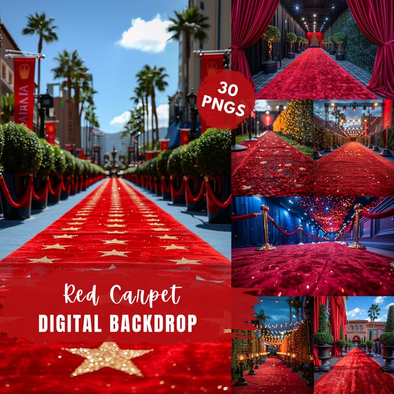 Red Carpet Hollywood Backdrop, VIP Backdrop, Party Backdrop, Composing ...