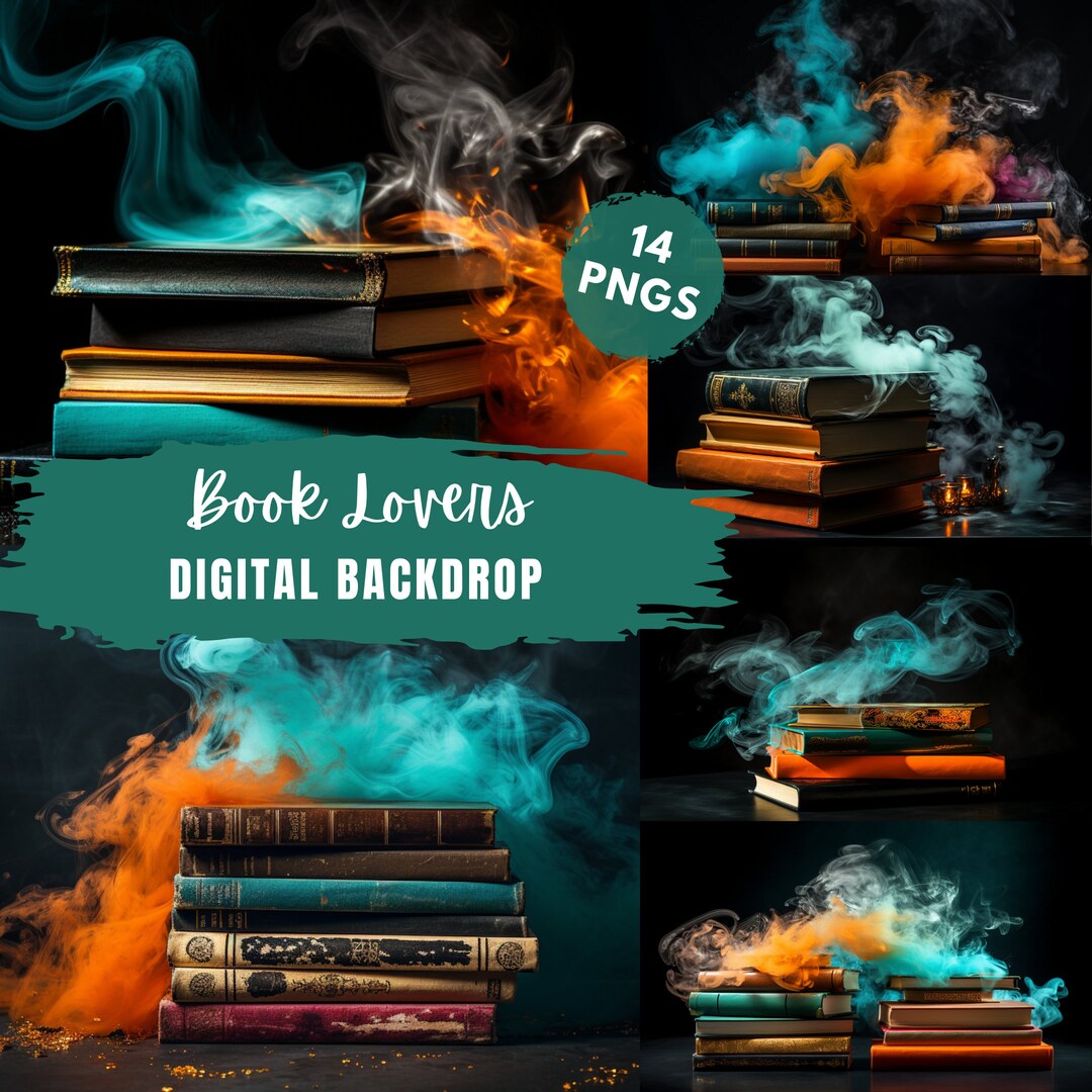 Books Orange and Teal Backdrop for Photo Editing, Books Library ...