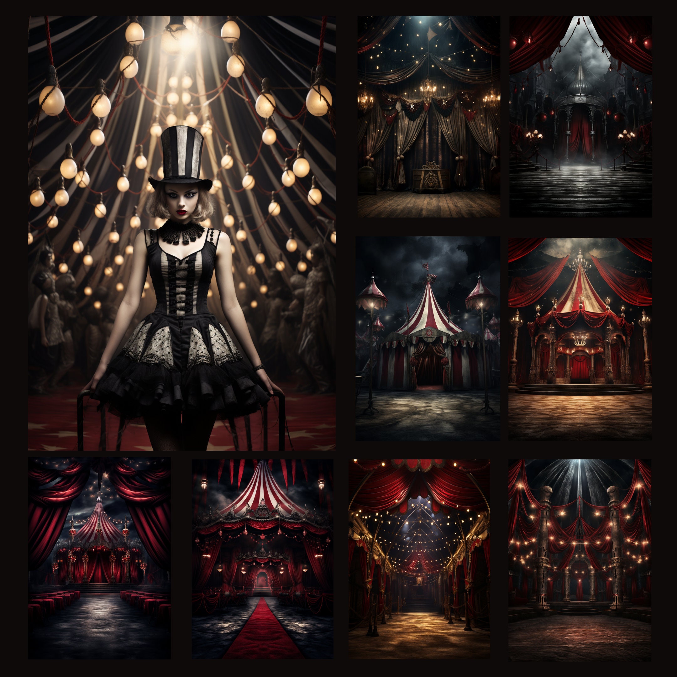 Gothic Circus Backdrop for Photo Editing XL Pack, Circus Manege ...